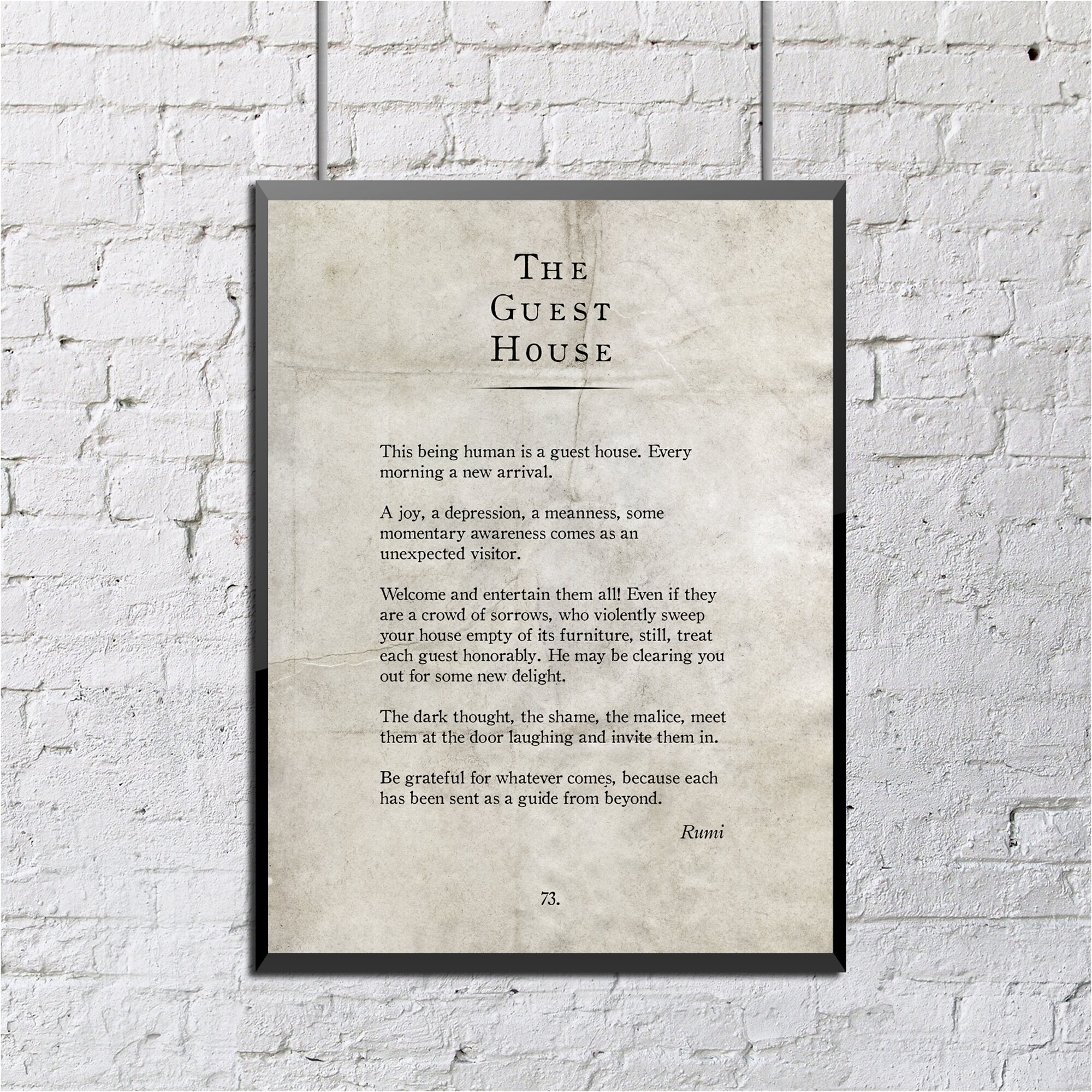 The Guest House Poem Rumi Print Wall Art Book Page Print | Etsy