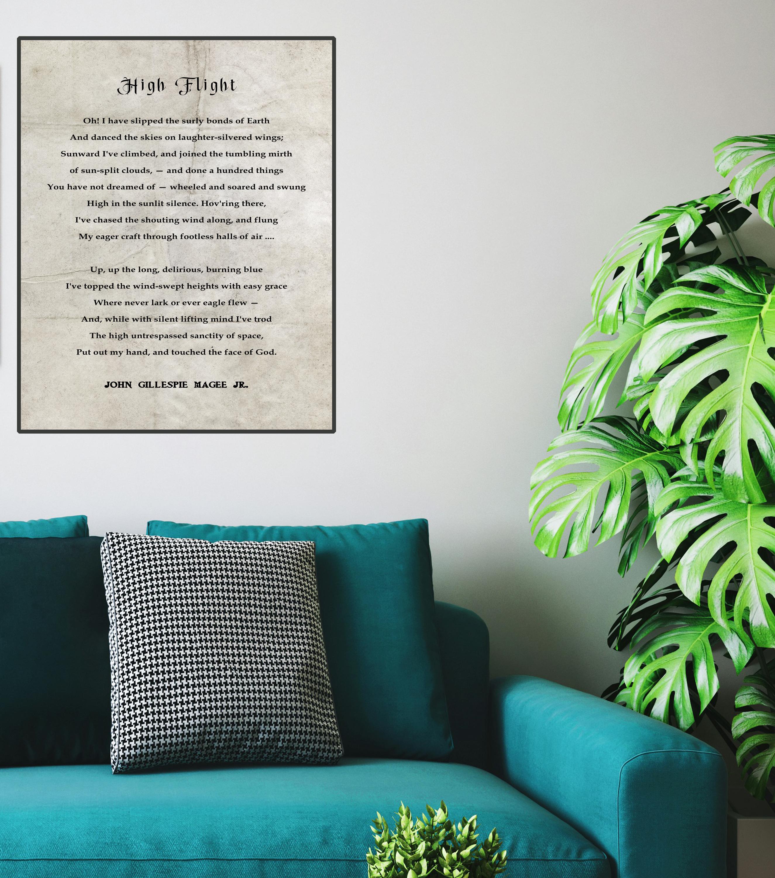 High Flight Poem Print, John Magee Aviation Art, Classic Literary Decor ...