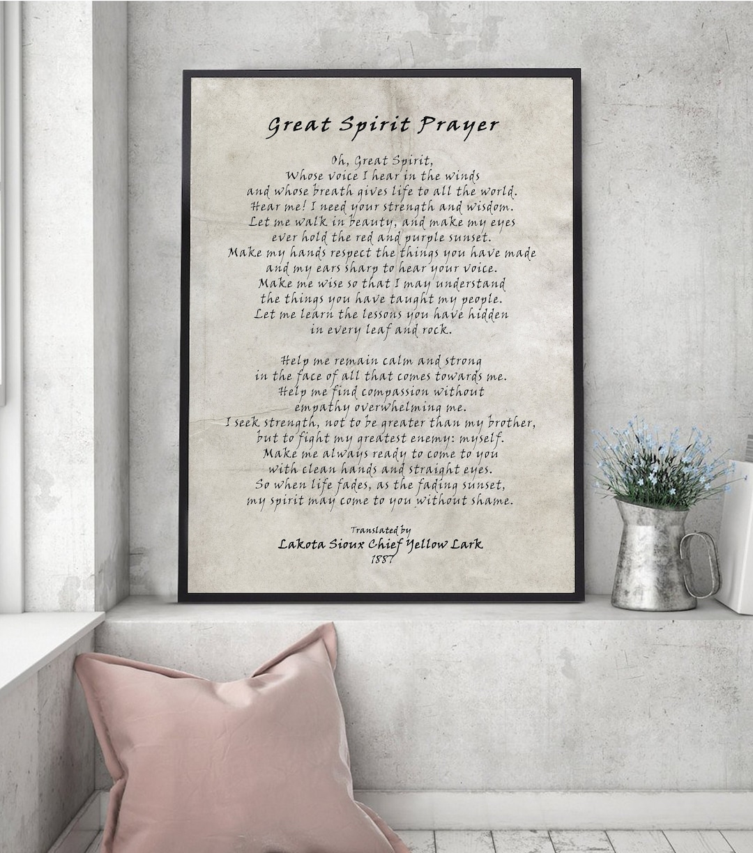 Great Spirit Prayer Print, Chief Yellow Lark, Wall Art, Book Page Print ...