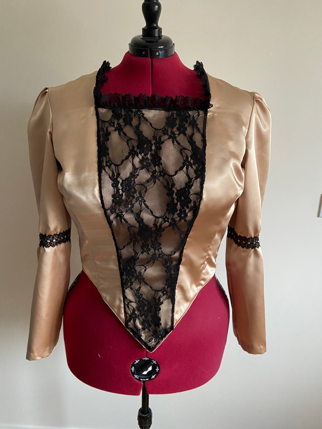Victorian Style Women Bodice Boned 1890s, Piping Hem, Long Sleeve ...