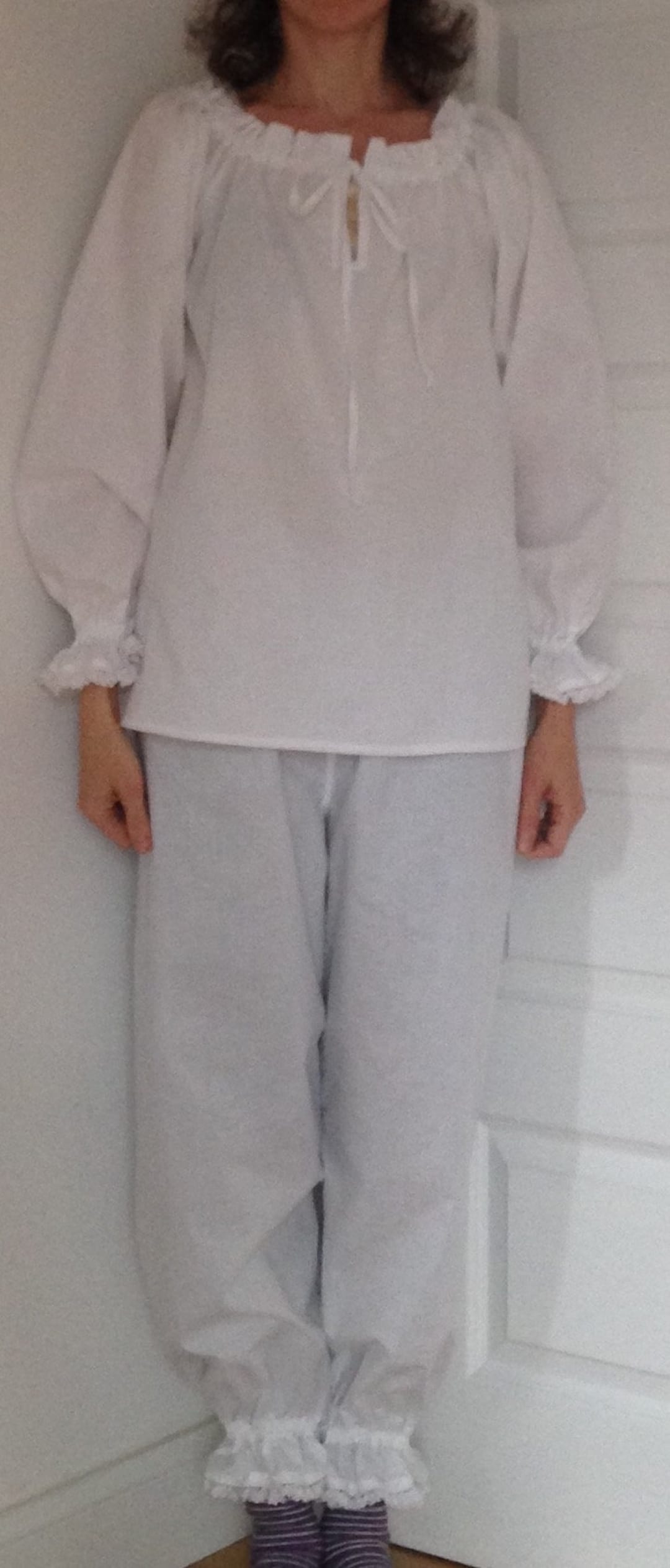 Victorian Style Winter Pyjamas Set Long Sleeves Camisole / Negligee ...