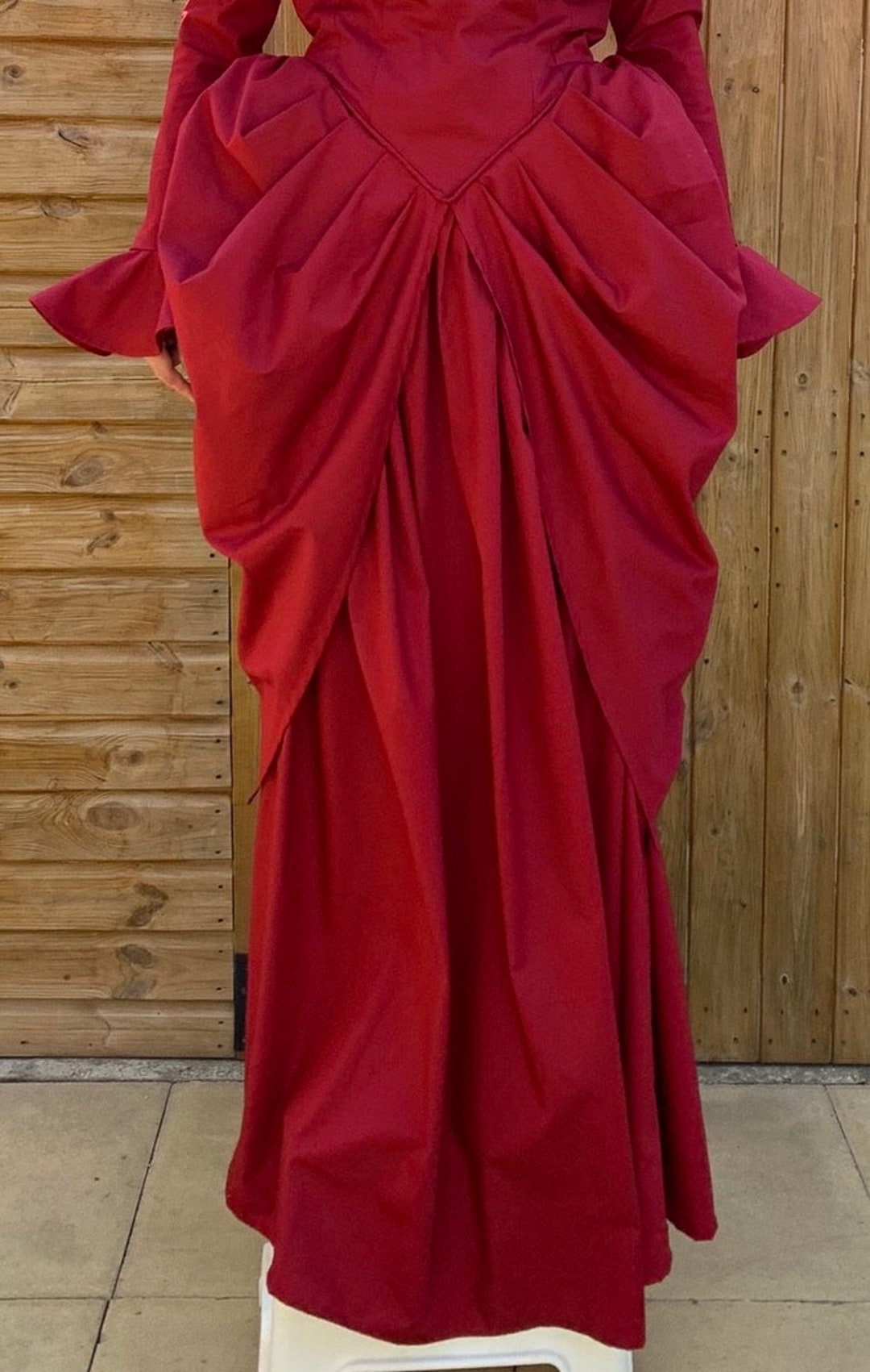 Victorian Style Women Girls Dress Side Drapes, Long Sleeve Historical ...