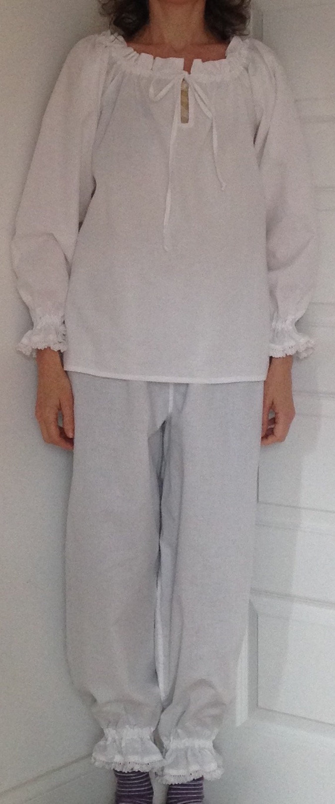 Victorian Style Winter Pyjamas Set Long Sleeves Camisole / - Etsy