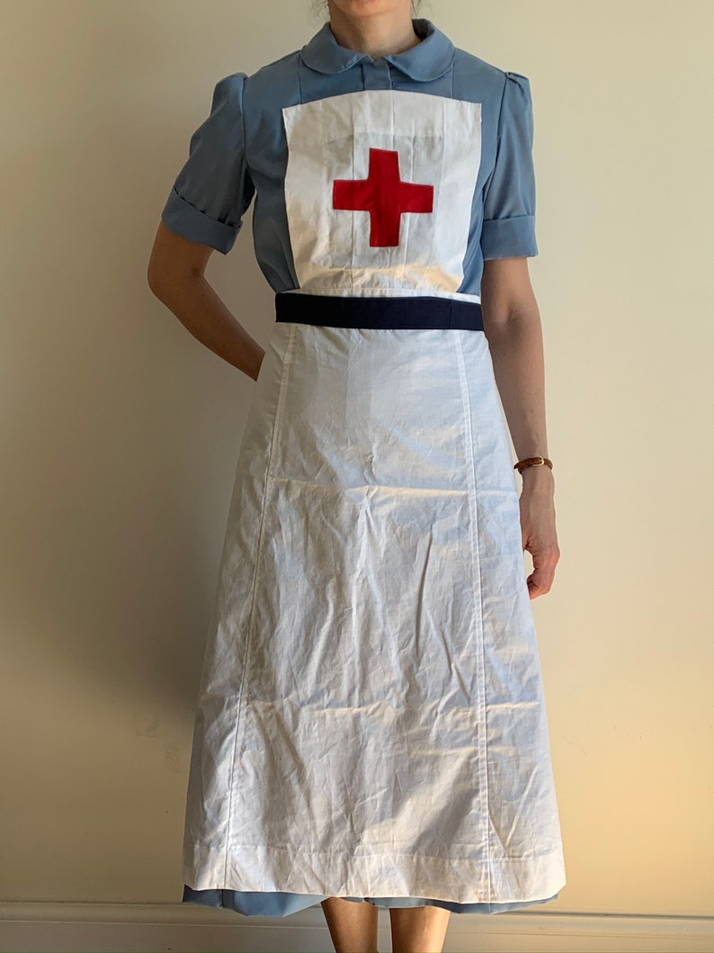 Nurse Uniform 1939-54 WWII WW2 Blue Dress Short Sleeve White | Etsy UK