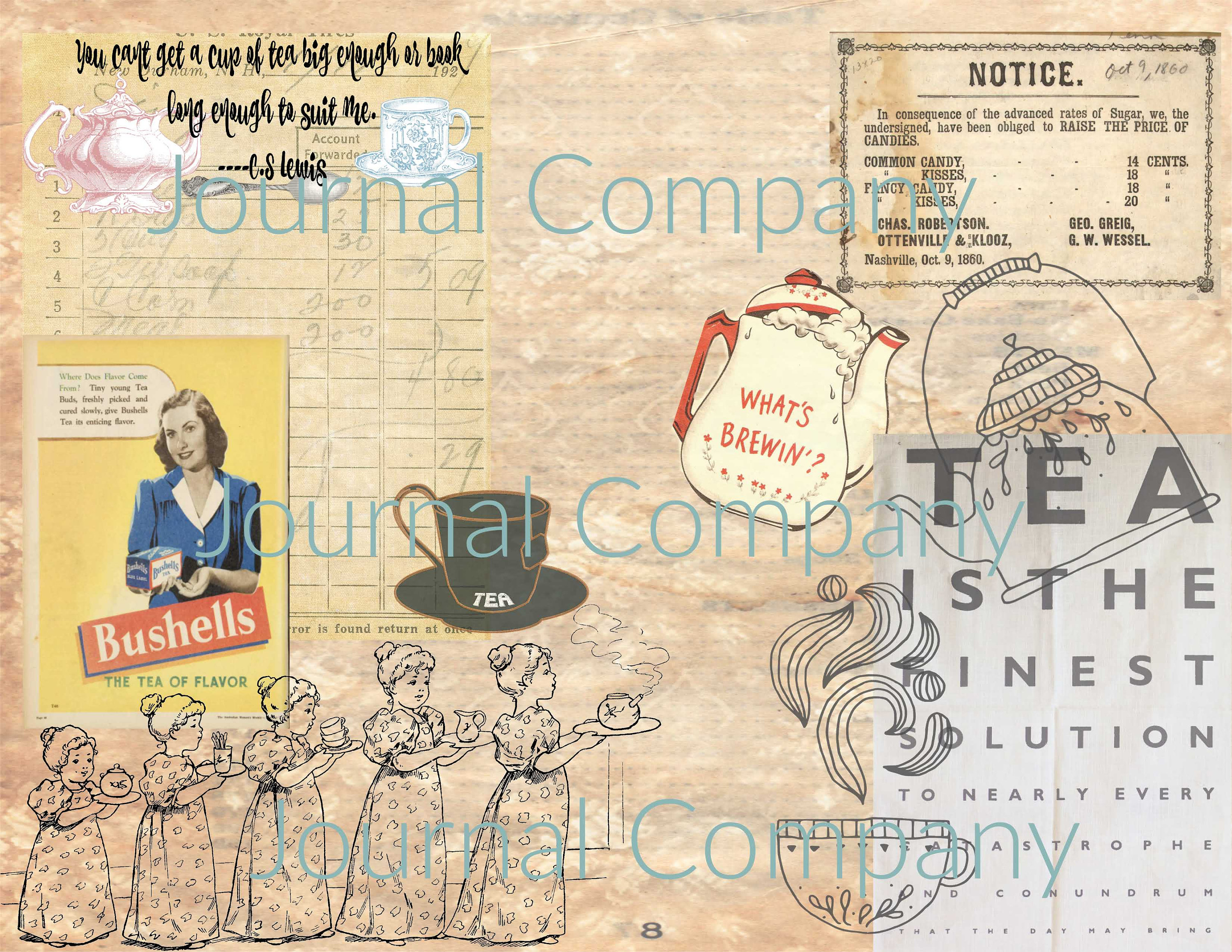 Vintage Tea Theme Digital Papers Digital Paper for Junk - Etsy