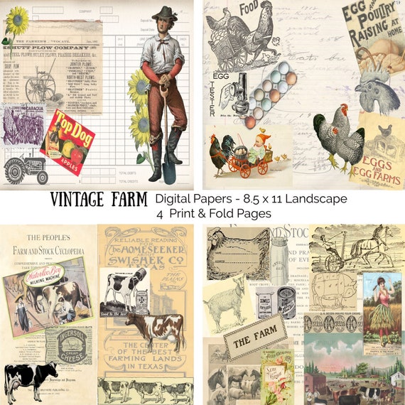 Vintage Farm Homestead Digital Papers Digital Paper for Junk | Etsy