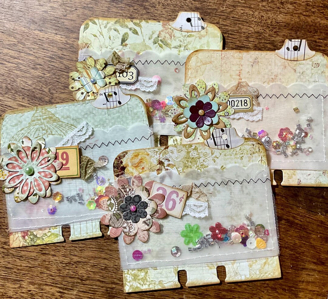 4 Journal Shaker Pockets With Tab, Cluster Floral Ephemera, Pocket Set ...