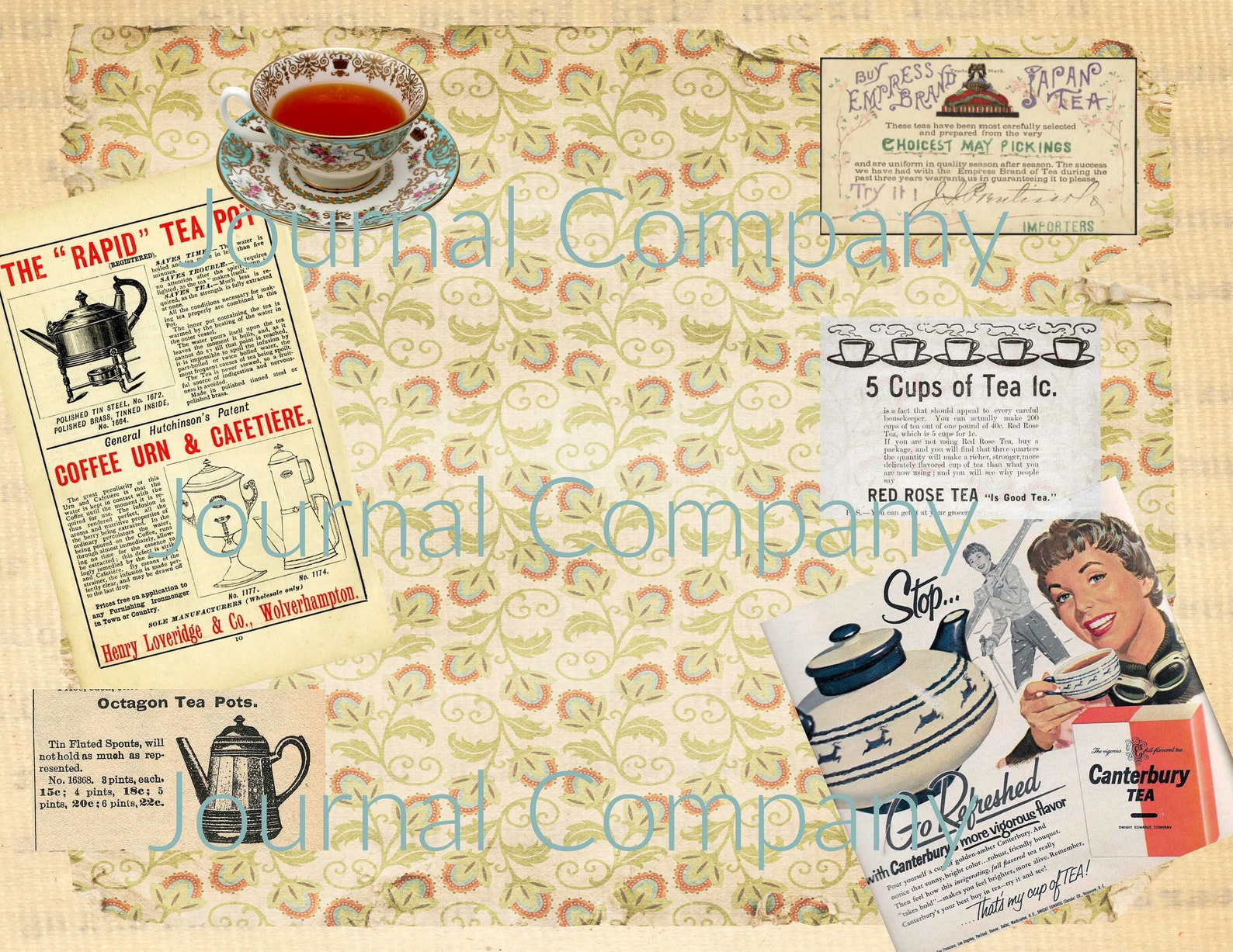 Vintage Tea Theme Digital Papers Digital Paper for Junk | Etsy