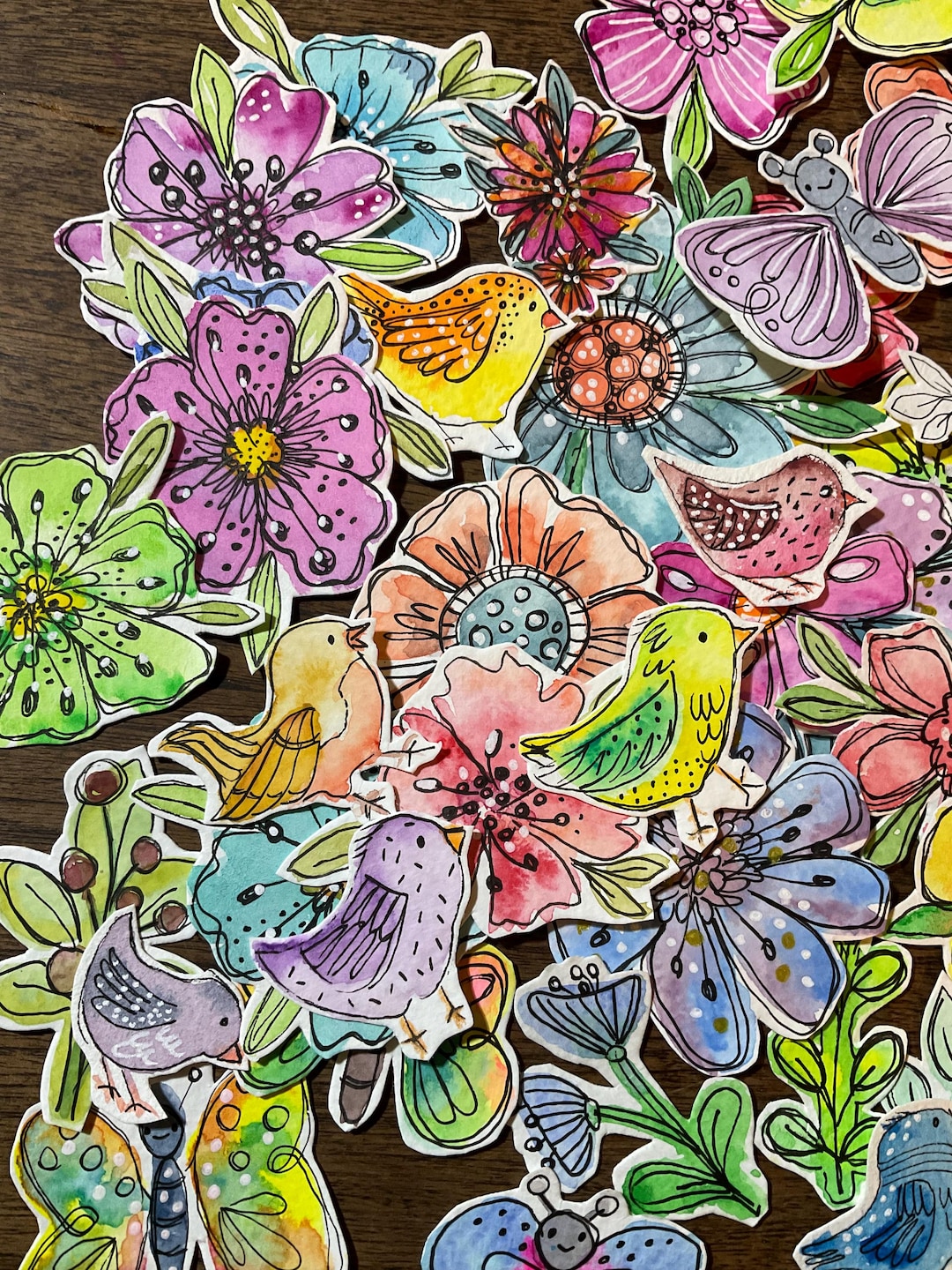 Watercolor Ephemera: Hand-painted Floral Collage Supply Pack - Etsy