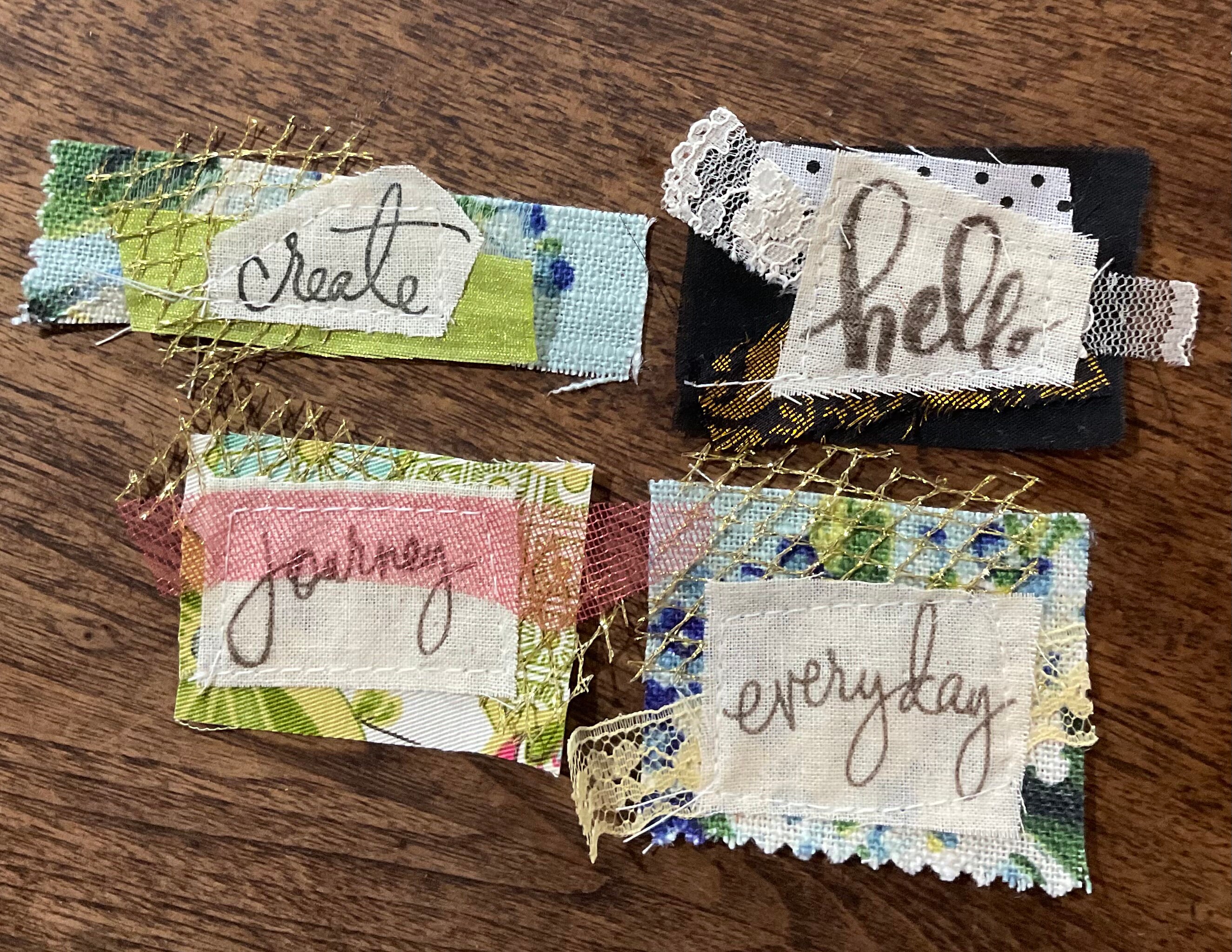 Flat Cursive Fabric Word Clusters Stamped Word Fabric Scrap - Etsy