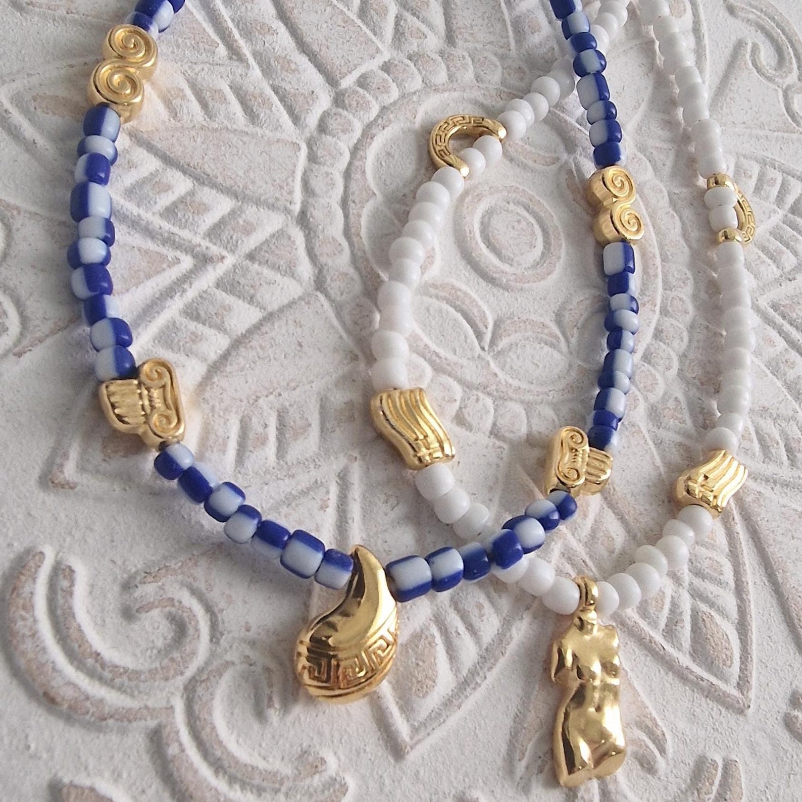 Greek Symbols Necklace, Ancient Greece, Greek Flag Greek Statue Drop ...