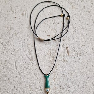 Fish Necklace, Greek Mati Fish Necklace, Sardines Spars Fish Pendant ...