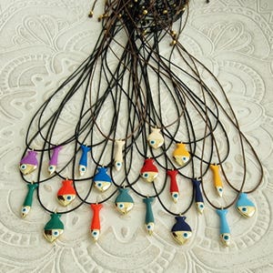 Fish Necklace, Greek Mati Fish Necklace, Sardines Spars Fish Pendant ...