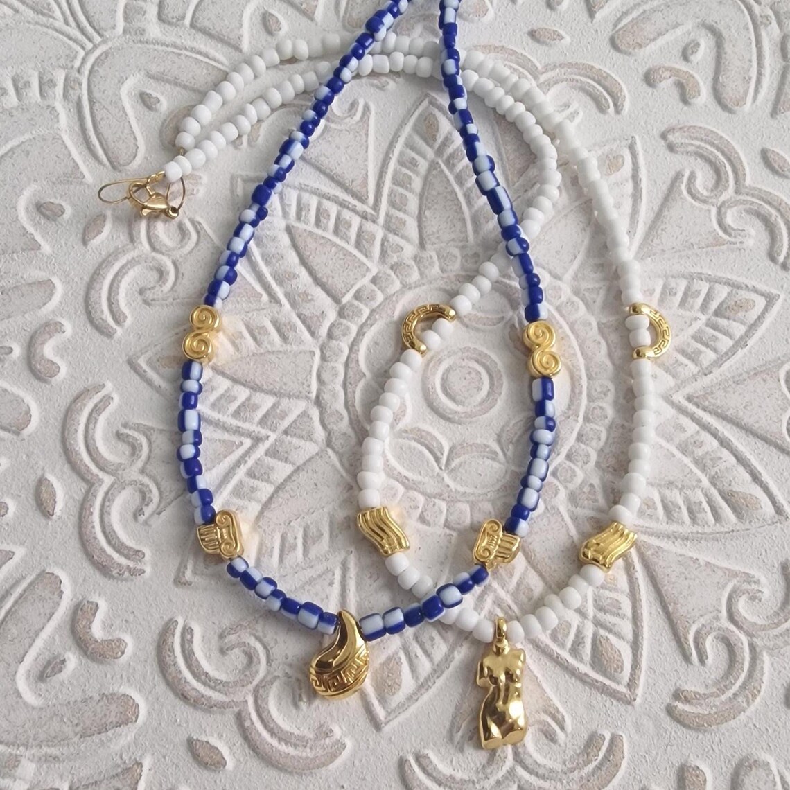 Greek Symbols Necklace, Ancient Greece, Greek Flag Greek Statue Drop ...