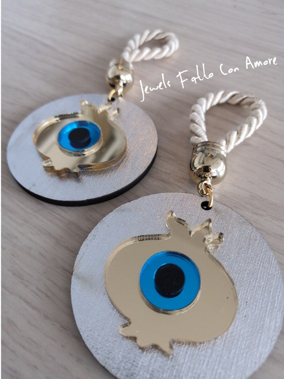 Evil Eye Home Decor Pomegranate Evil Eye Good Luck Charm Gift Silver Gold Blue Evil Eye Charm Evil Eye Ornament good Luck Gift Protection Etsy