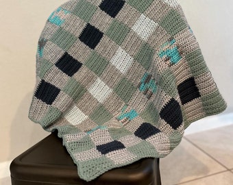 Crochet Checkerboard Lines Baby Blanket Crochet Baby Blanket Modern ...