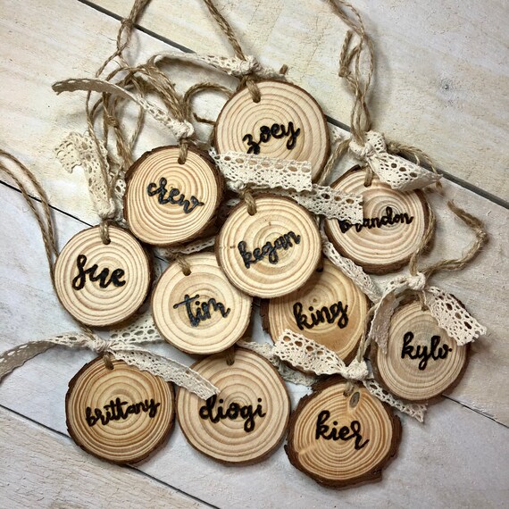 Hand Lettering Custom Burned Wood Tags Ornaments Stocking - Etsy