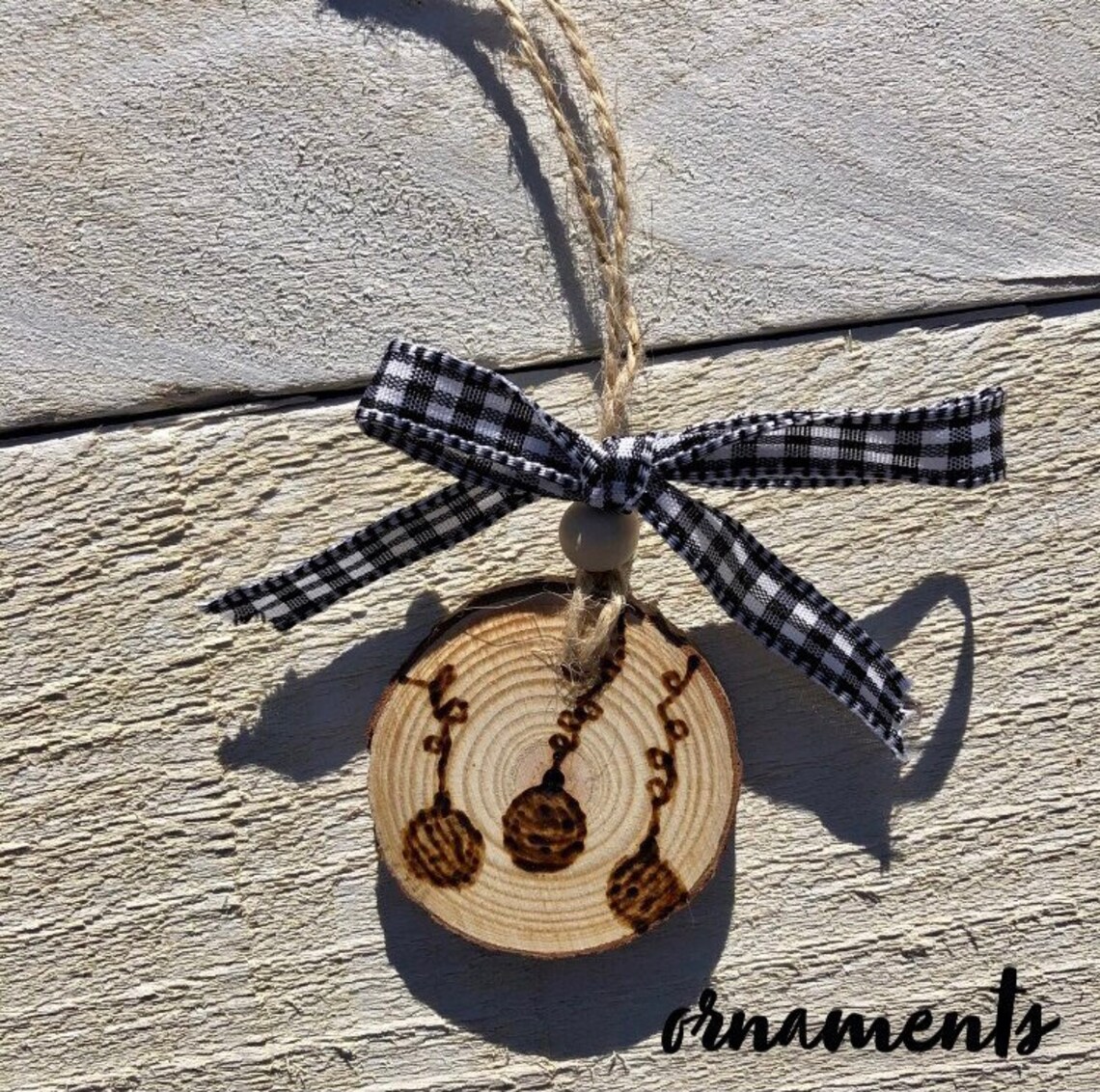 Hand Burned Christmas Ornaments Holidays Decor Wood Burning Pyrography ...