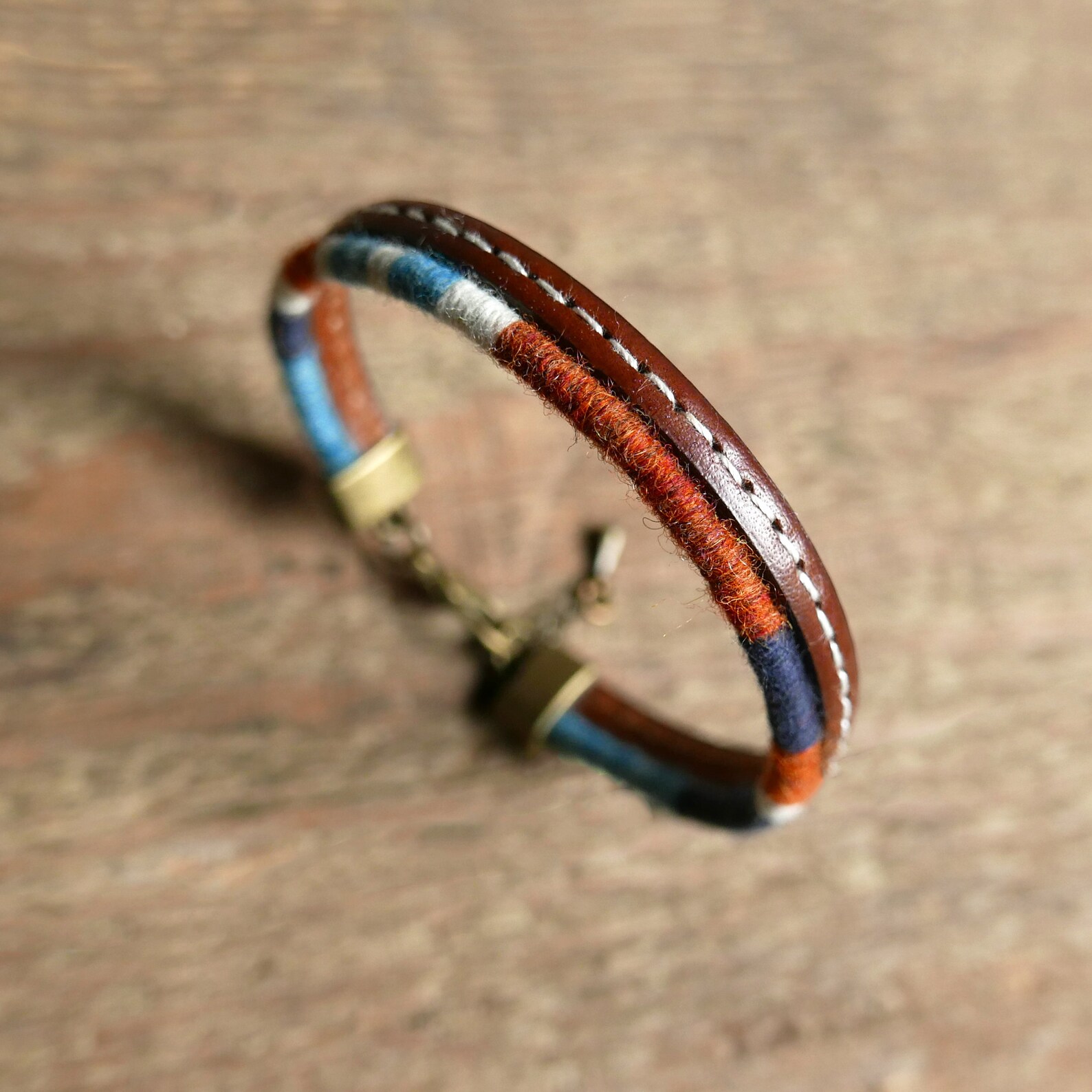 Men's bracelet rustic jewelry gift for men Braided wool | Etsy