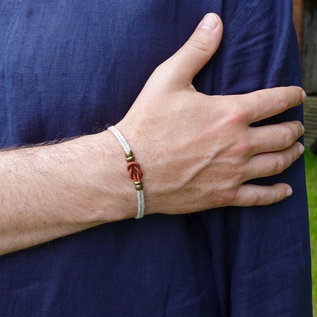 Sailor Knot Hemp Rope Bracelet for Men, Gift for Him, Adjustable ...