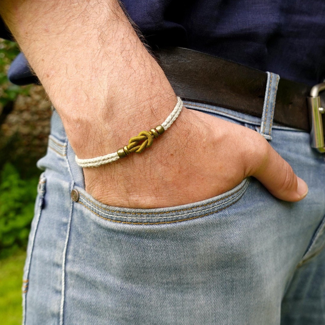 Sailor Knot Hemp Rope Bracelet for Men, Gift for Him, Adjustable ...