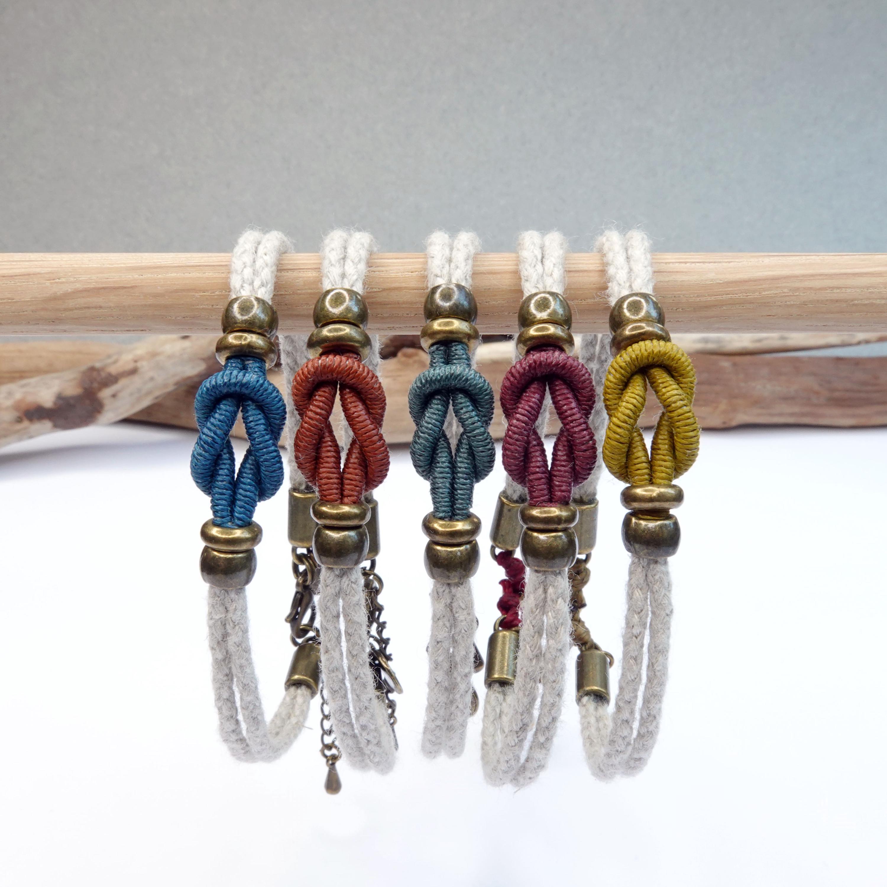 Sailor Knot Hemp Rope Bracelet for Men, Gift for Him, Adjustable ...
