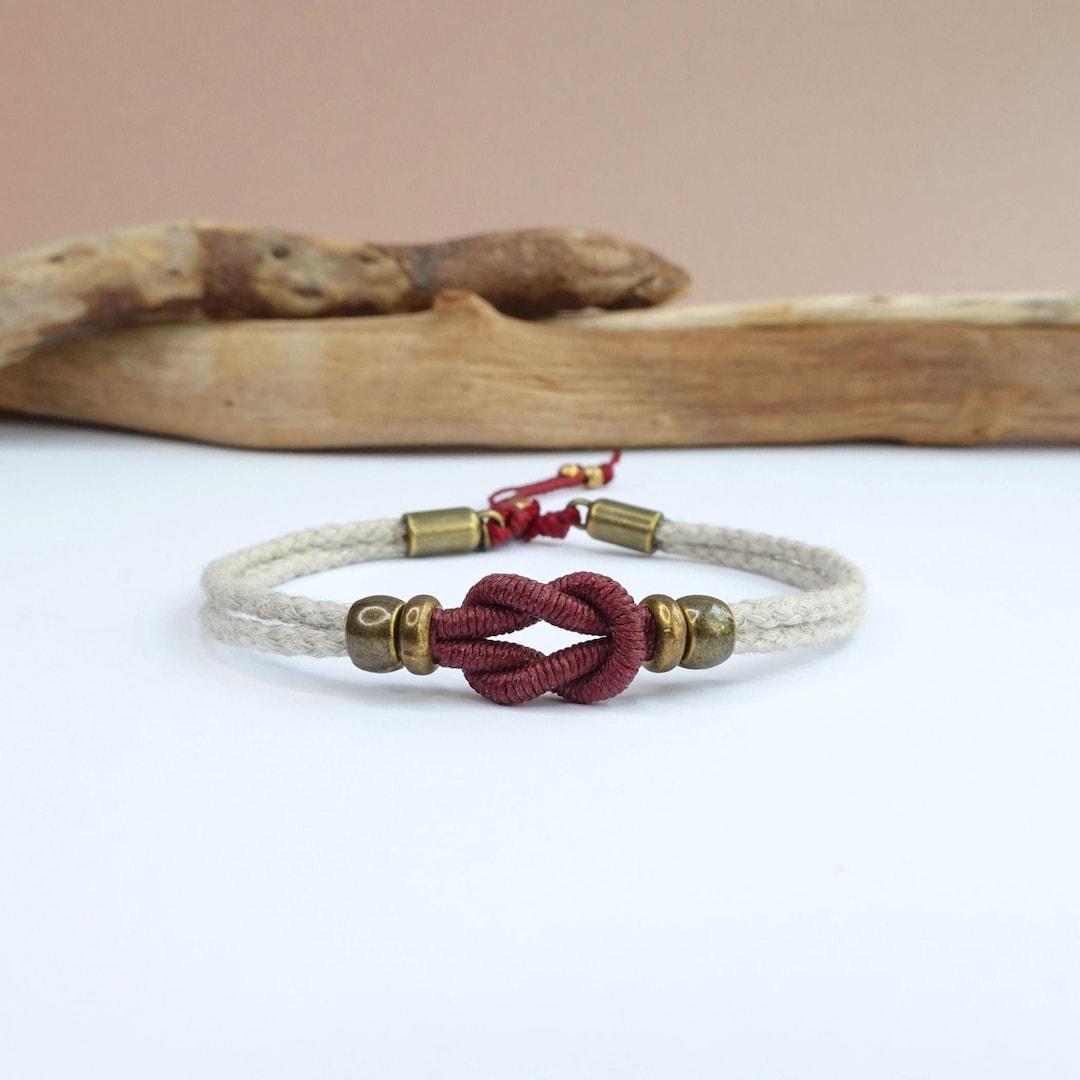 Sailor Knot Hemp Rope Bracelet for Men, Gift for Him, Adjustable ...