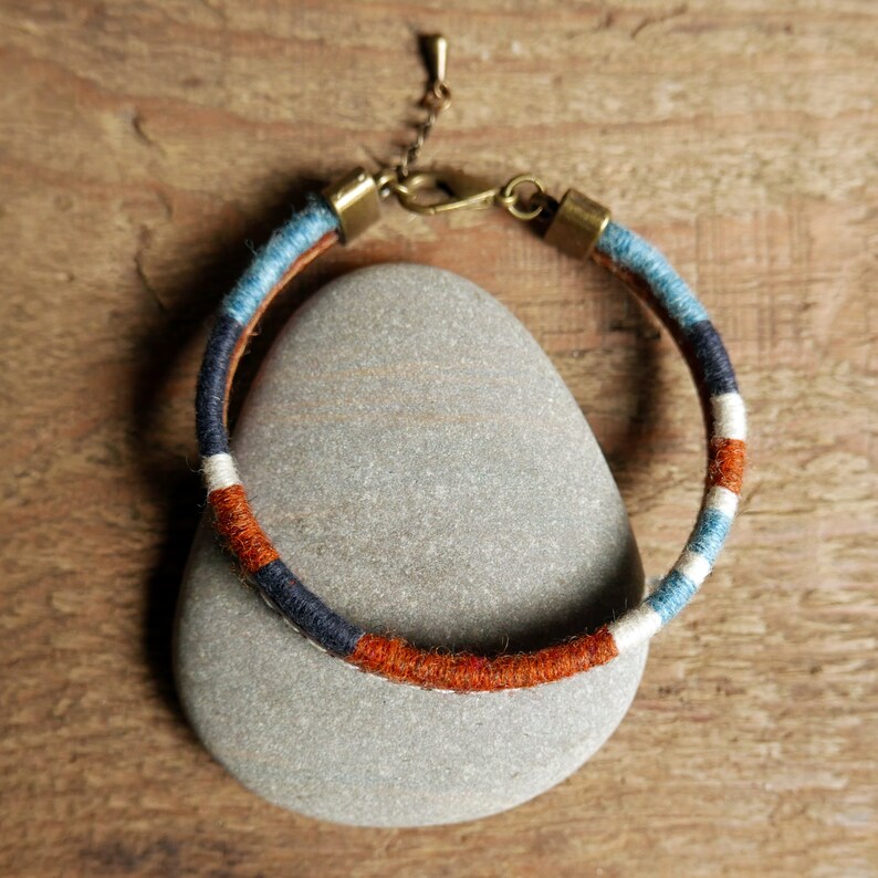 Men's bracelet rustic jewelry gift for men Braided wool | Etsy