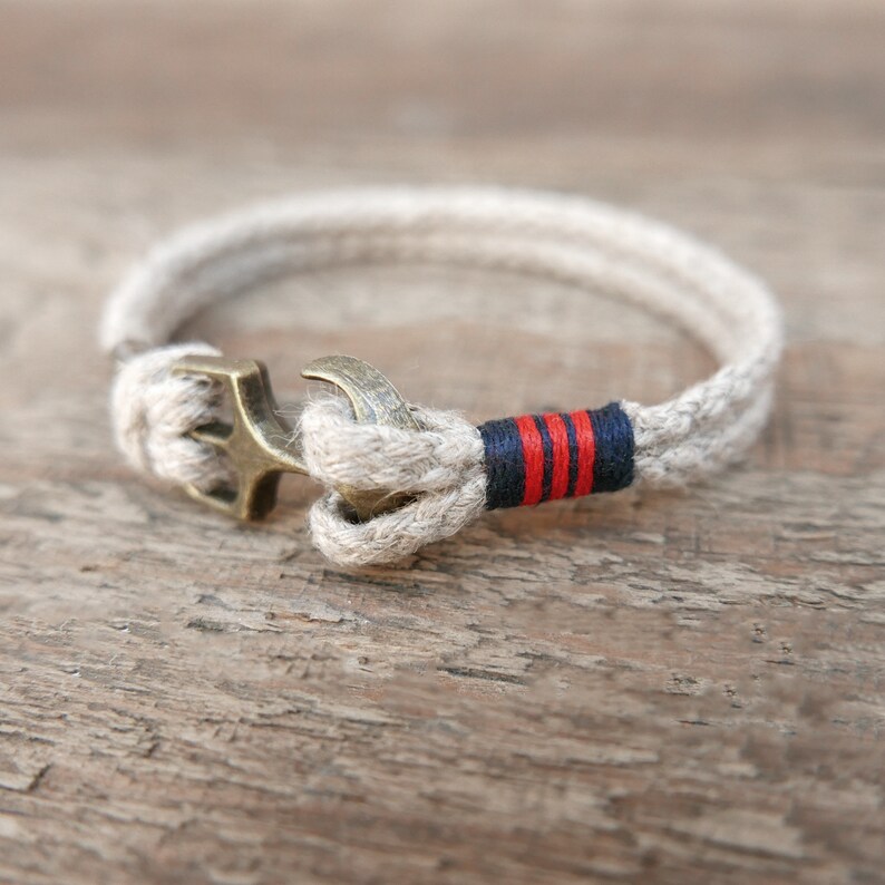 Mens Anchor Bracelet Nautical Jewelry Gift for Him Men Hemp | Etsy