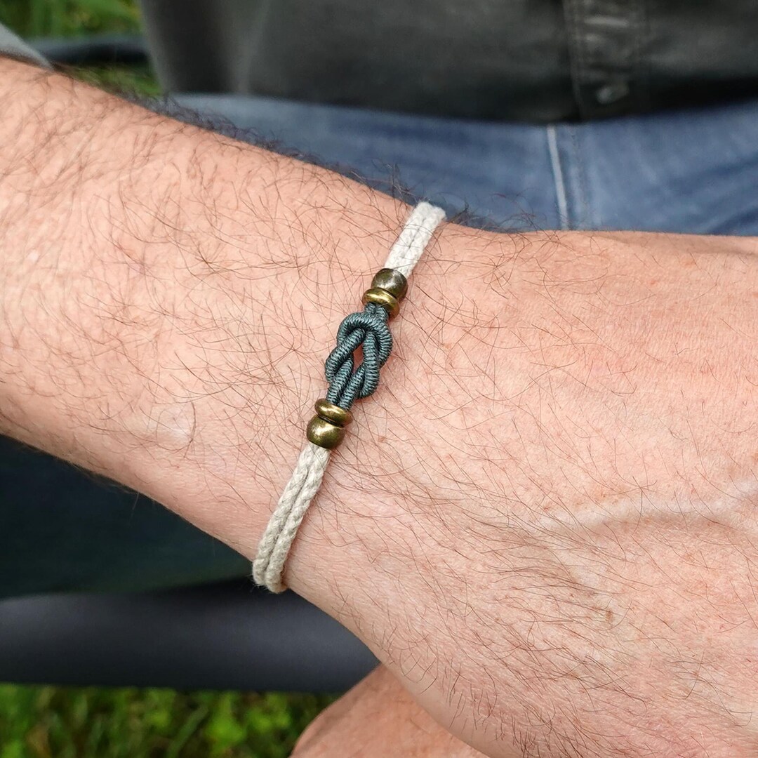 Sailor Knot Hemp Rope Bracelet for Men, Gift for Him, Adjustable ...