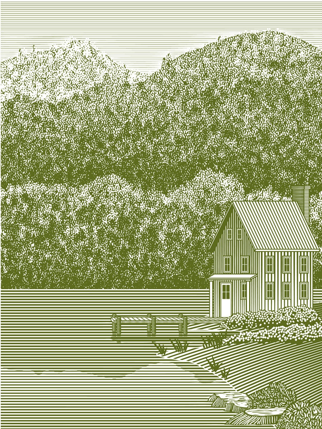 Woodcut Lake House Digital Download - Etsy