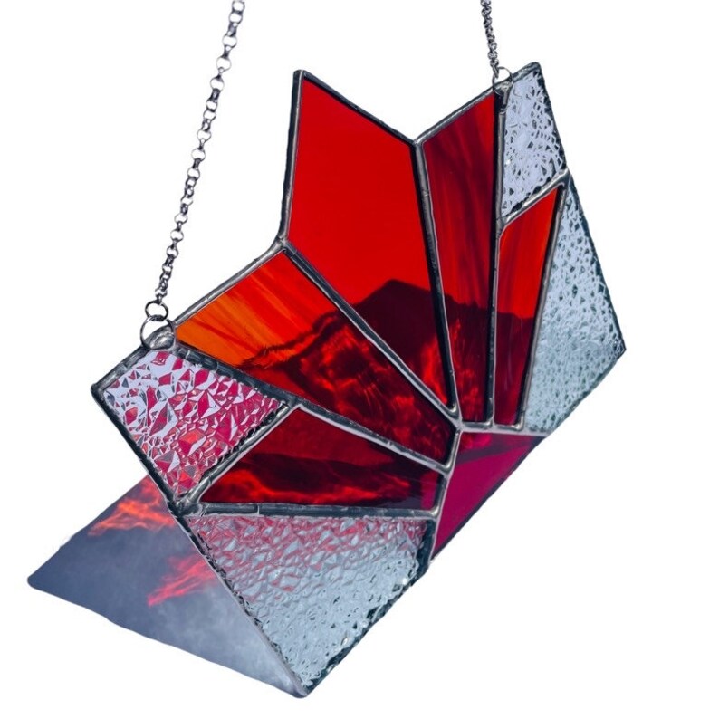 Fire Art Deco Stained Glass Suncatcher - Etsy