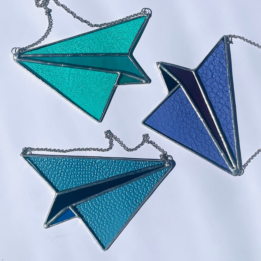 Paper Plane Stained Glass Suncatcher - Etsy