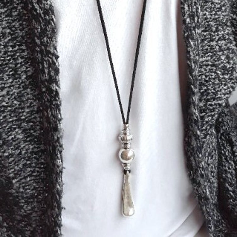 Silver Dress Long Necklace - Etsy