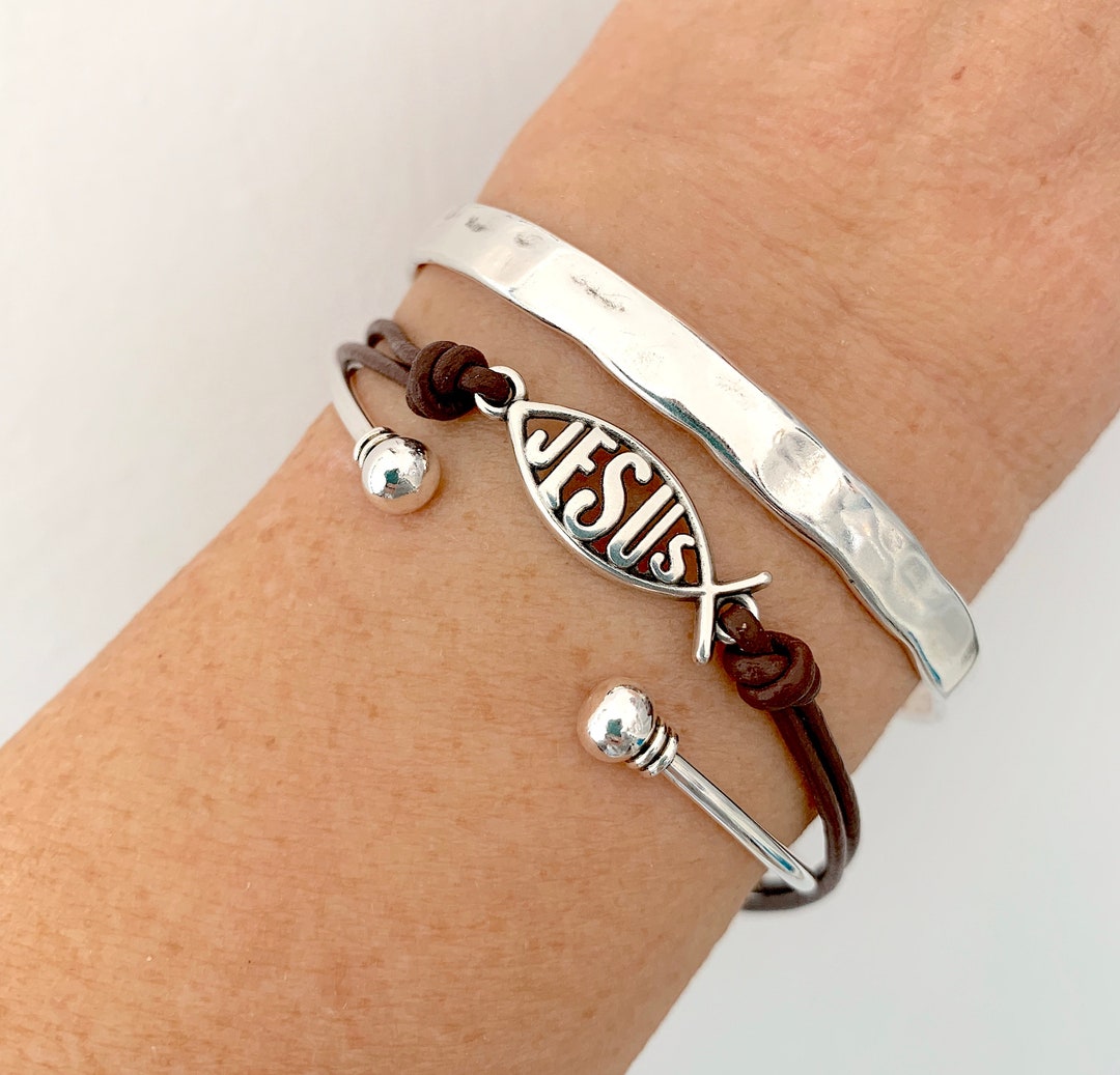 Jesus Bracelet, Ichthus Bracelet, Baptism Gift, Fish Symbol Bracelet ...