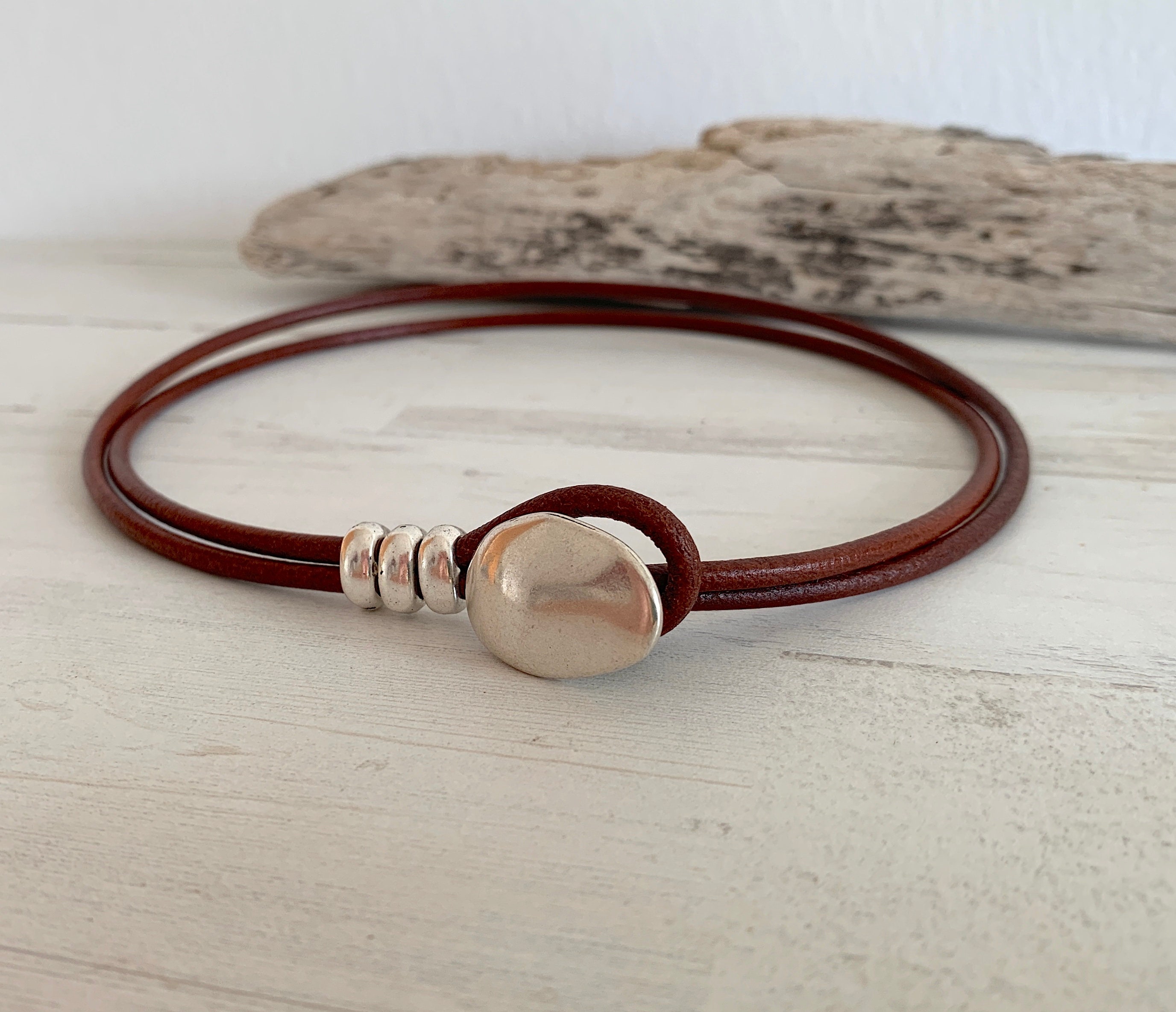 Silver Choker Necklace, Boho Leather Choker, Women Choker Necklace ...