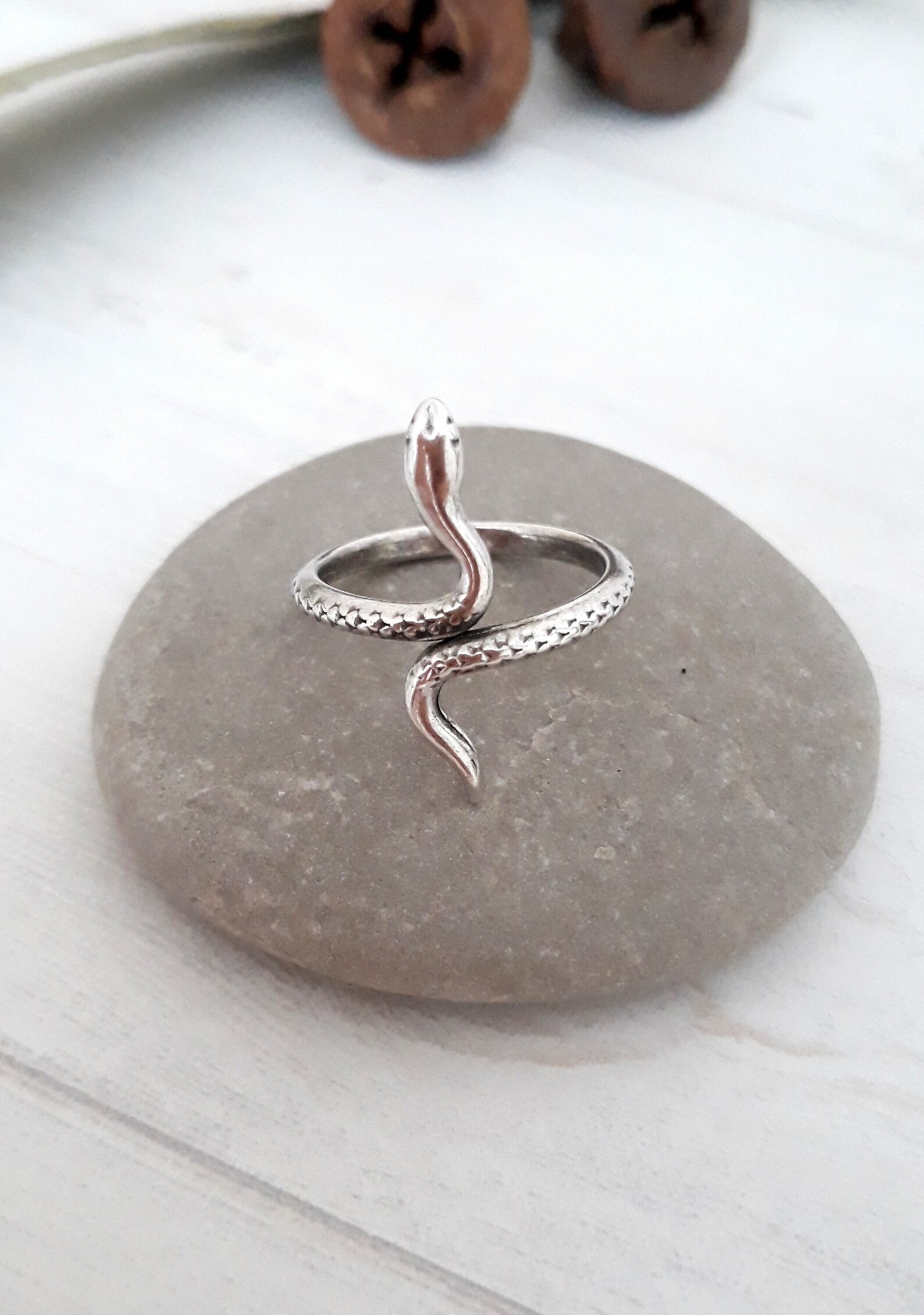 Snake Ring, Silver Animal Ring, Wrap Statement Ring, Silver Stackable ...