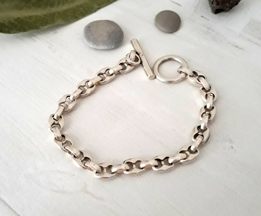 Silver Chain Bracelet, Bracelet With Toggle Clasp, Thin Chain, Trendy ...
