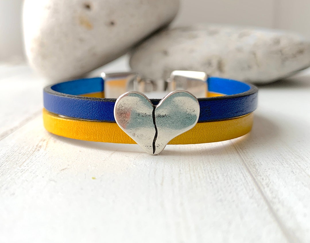 Ukraine Support Bracelets, Stand With Ukraine, Ukrainian Flag Leather ...