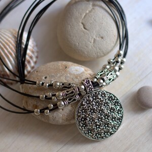 Women's Gift Short Necklace With Locket Boho Women Necklace Leather ...