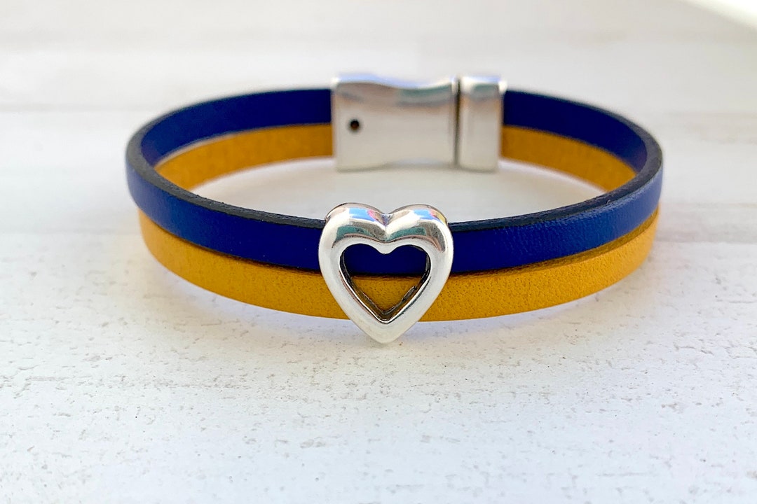 Ukraine Support Bracelets, Stand With Ukraine, Ukrainian Flag Leather ...