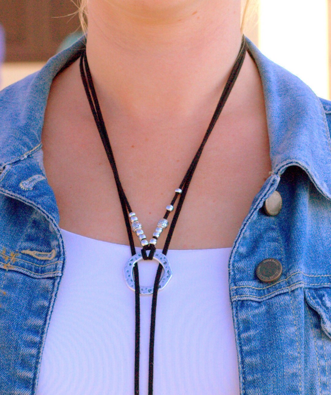 Wrap Choker Necklace, Choker Slide, Boho Style, Long Women Necklace ...