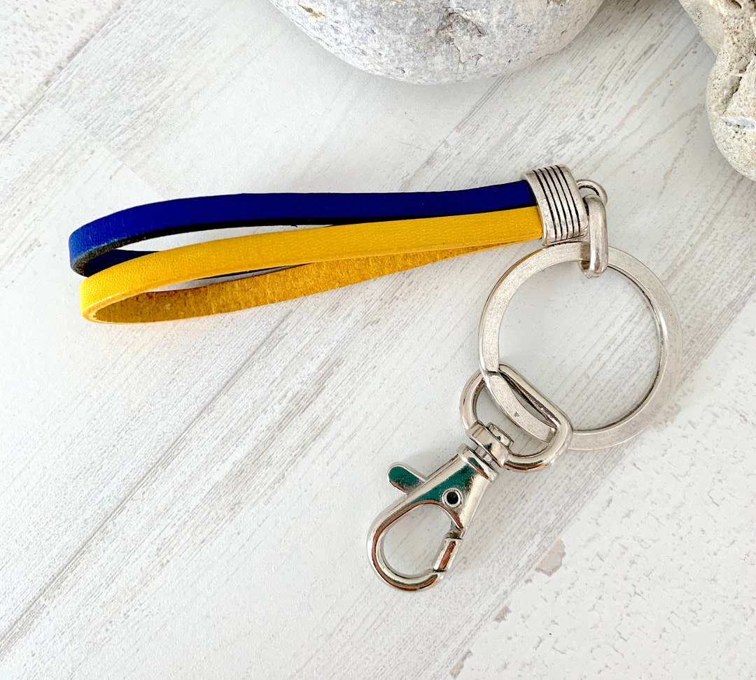 Ukrainian Flag Leather Keyring, Ukraine Support Keychain, Leather Key ...