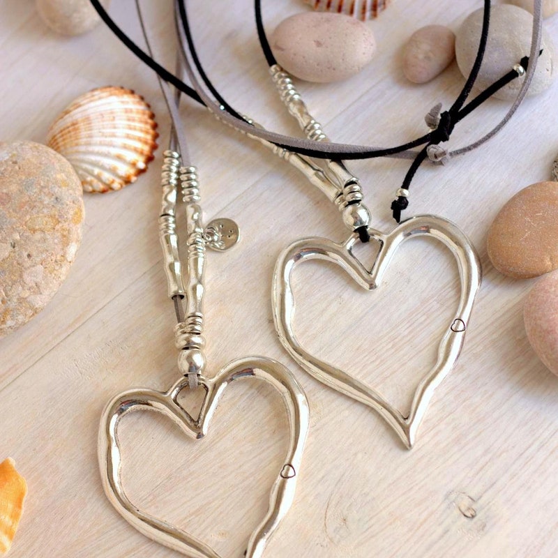 Long Heart Necklace - Etsy