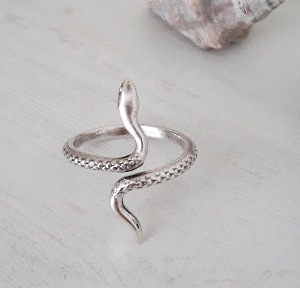 Snake Ring, Silver Animal Ring, Wrap Statement Ring, Silver Stackable ...