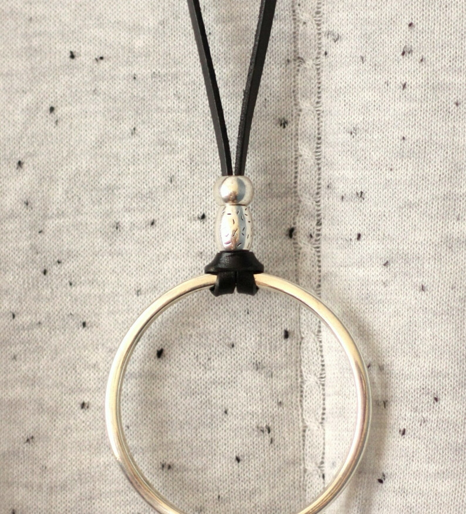 Loop Necklace Silver Eyeglass Necklace Large Circle Pendant - Etsy