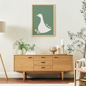Silly Goose Wall Art, Cute Goose Poster, Calming Nursery Decor, Farm ...