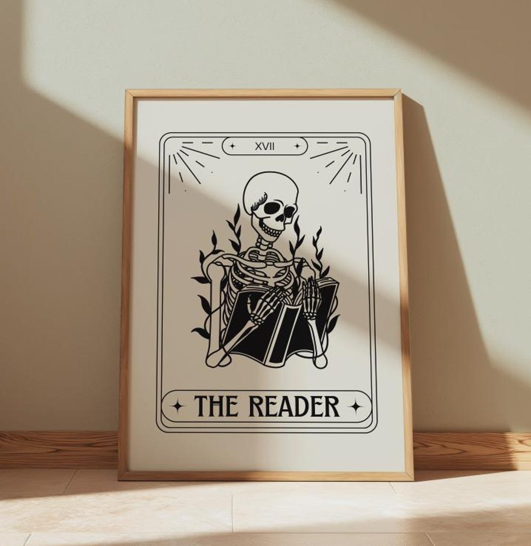 The Reader Tarot Card Print: Skeleton Simple Style (digital Download ...