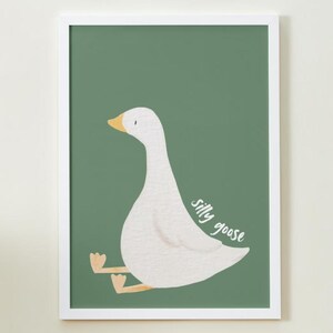 Silly Goose Wall Art, Cute Goose Poster, Calming Nursery Decor, Farm ...