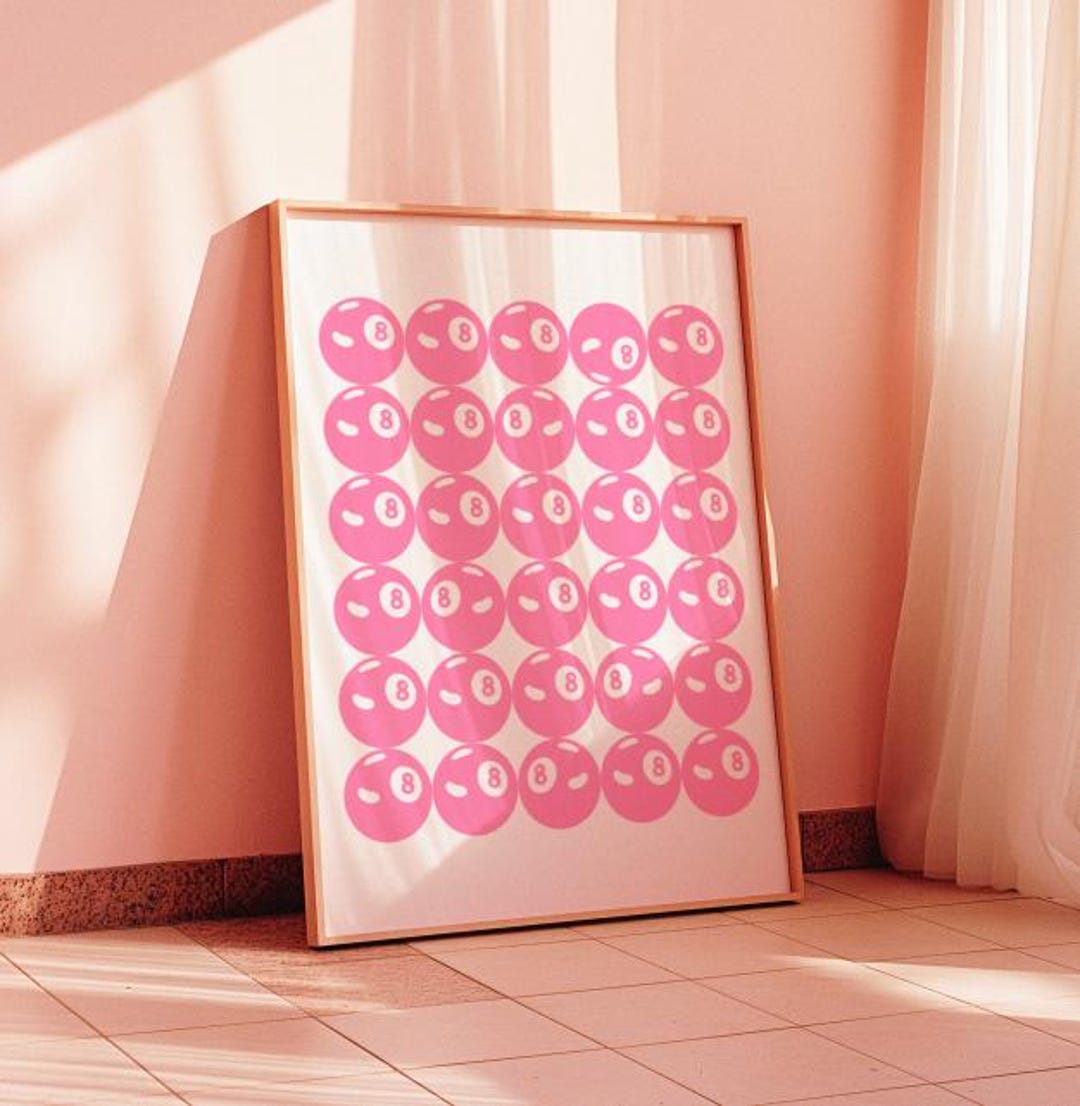 Retro Pink Eight Ball Print: Trendy Dorm Decor (digital Download) - Etsy
